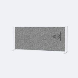 Maul Akustik-Tischtrennwand Maulconnecto, Standf&uuml;&szlig;e, B 1200 x T 40 x H 500 mm, Akustikvlies/Aluminium/Stahl, Vlies dunkelgrau/Profil wei&szlig;