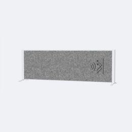 Maul Akustik-Tischtrennwand Maulconnecto, Standf&uuml;&szlig;e, B 1600 x T 40 x H 500 mm, Akustikvlies/Aluminium/Stahl, Vlies dunkelgrau/Profil wei&szlig;