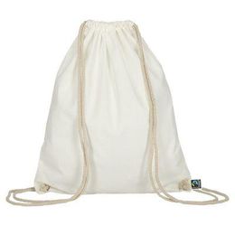 Turnbeutel TEXXILLA, als Rucksack nutzbar, naturfarbene Kordeln, OEKO-TEX&reg; STANDARD 100, L 380 x B 460 mm, Fairtrade-Baumwolle, wei&szlig;