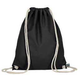 Turnbeutel TEXXILLA, als Rucksack nutzbar, naturfarbene Kordeln, OEKO-TEX&reg; STANDARD 100, L 380 x B 460 mm, Fairtrade-Baumwolle, schwarz