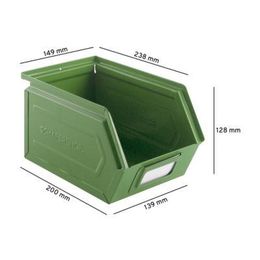 Sch&auml;fer Shop Sch&auml;fer Shop Select Sichtlagerkasten, Stahl, L 238 x B 149 x H 128 mm, 3,5 l, 8 kg, RAL 6011 (resadagr&uuml;n)