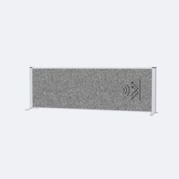 Maul Akustik-Tischtrennwand Maulconnecto, Standf&uuml;&szlig;e, B 1600 x T 40 x H 500 mm, Akustikvlies/Aluminium/Stahl, Vlies dunkelgrau/Profil silber