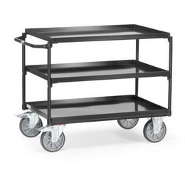 Fetra Tischwagen &bdquo;Grey Edition&ldquo;, Stahl, anthrazitgrau, mit Wannen, 3 Etagen, L 1171 x B 700 x H 910 mm, bis 400 kg