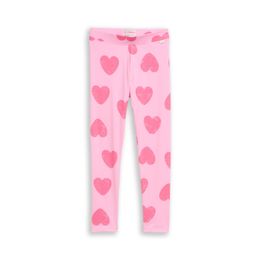 Leggings Tom Tailor, M&auml;dchen, Gr. 128, N-Gr, pink small heart print, Web, Obermaterial: 95% Baumwolle, 5% Elasthan, bedruckt, skinny fit lang, Hosen Leggings, mit Herzchen Print