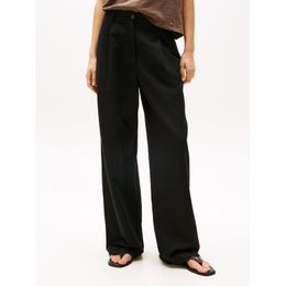 Webhose Tommy Hilfiger "TENCEL LINEN WIDE LEG PANT", Damen, Gr. 36, N-Gr, schwarz, Web, Obermaterial: 53% Baumwolle, 24% Leinen, 23% Lyocell, unifarben, weit lang, Hosen Webhose