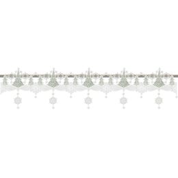 Scheibengardine "Winterwald" Gr. 2, gr&uuml;n (ecru, silberfarben, tannengr&uuml;n), B:32cm H:19cm, Polyester, W. REUTER & SOHN - PLAUENER SPITZE, Gardinen, Scheibengardine, Made in Germany