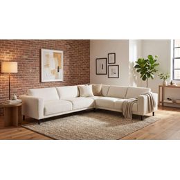 Ecksofa Home Affaire "Sveeva, L-Form, B.288 cm, schwarze Metallf&uuml;&szlig;e", creme, B:288cm H:78cm T:243cm, 100% PES, Sofas, Ecksofa, langlebiger Webstoff, mit Wellenunterfederung, viele Farben