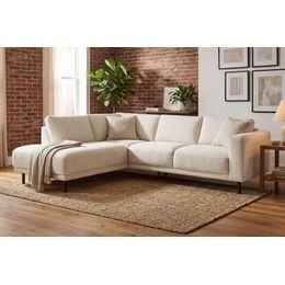 Ecksofa Home Affaire "Sveeva, L-Form, B.240 cm, schwarze Metallf&uuml;&szlig;e", creme, B:240cm H:78cm T:197cm, 100% PES, Sofas, Ecksofa, langlebiger Webstoff, mit Wellenunterfederung, viele Farben
