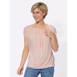 Blusenshirt "Shirt", Damen, Gr. 40, rosa (ros&eacute;), 95% Viskose, 5% Elasthan, Chiffon:100% Polyester, unifarben, Rundhals, Shirts Blusenshirt