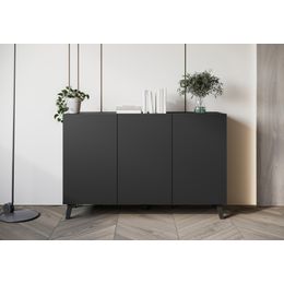 Sideboard Home Affaire "SIDEBOARD PHUKET II, Stilvolle, grifflose Kommode, Breite 120cm", graphite schwarz matt, B:120cm H:39cm T:39cm, ABS-Kunststoff, FSC-zertifizierter Holzwerkstoff, Holzwerkstoff, Kunststoff, Sideboards, Sideboard, Mit 6 F&auml;chern und h&ouml;henverstellbaren Einlegeb&ouml;den