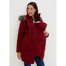 Umstandsjacke bonprix "3-in-1 warm wattierte Umstands- und Tragejacke", Damen, Gr. 44, rot (kastanienrot), Steppware, Obermaterial: 100% Polyester. Futter: 100% Polyester. &Auml;rmelfutter: 100% Polyester, ausgestellt ca. Mitte Oberschenkel, mit innenliegendem Gummizug, Jacken Umstandsjacke, 3-in-1 Tragefunktion f&uuml;r Schwangerschaft und Babytragen
