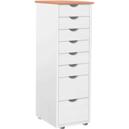 Kommode OTTO HOME "Gava", beige (natur, wei&szlig;), B:34cm H:102cm T:39cm, FSC-zertifiziertes Massivholz, Sideboards, Kommode, massives Kiefernholz, mit vielen Stauraumm&ouml;glichkeiten, Breite 34 cm