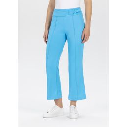 Stoffhose Stehmann, Damen, Gr. 40, N-Gr, blau (bonnieblau,3703), Obermaterial: 100% Polyester, unifarben, regular fit 7/8-L&auml;nge, Hosen Stoffhose, Sommerhose mit G&uuml;rtelschnalle