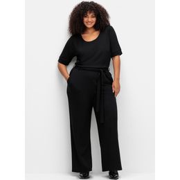 Jumpsuit sheego by Joe Browns, Damen, Gr. 58, Normalgr&ouml;&szlig;en, schwarz, 68% Viskose, 27% Polyamid, 5% Elasthan, unifarben, lang, Overalls Jumpsuit