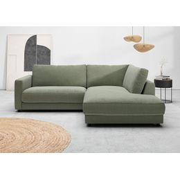 Ecksofa Home Affaire "Ecksofa Jiro, L-Form, gro&szlig;e Sitztiefe, Breite 252 cm", gr&uuml;n, B:252cm H:85cm T:224cm, 85% Polyester, 15% Viskose, Sofas, Ecksofa, lose Sitz- & R&uuml;ckenkissen, weicher Polsteraufbau, komfortabel & modern