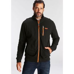 MAN'S WORLD Sweatjacke MAN'S WORLD, Herren, Gr. L (52/54), schwarz, angeraute Sweatware, Obermaterial: 60% Baumwolle, 40% Polyester, unifarben, normal, Rippb&uuml;ndchen, Sweatjacken Sweatjacke, mit kontrastfarbigem Rei&szlig;verschluss, Topseller
