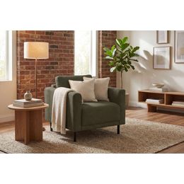 Sessel Home Affaire "Sveeva, Breite 78 cm, schwarze Metallf&uuml;&szlig;e", khaki, B:78cm H:78cm T:85cm, 100% PES, Sessel, Sessel, langlebiger Webstoff, viele Farben zur Auswahl