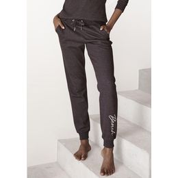 BENCH. LOUNGEWEAR Relaxhose grau Gr. 32/34 f&uuml;r Damen. Mit Logostickerei, Logoschriftzug, Bindeband. Basic. Nachhaltig.