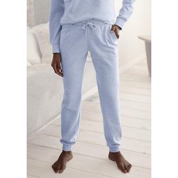 BENCH. LOUNGEWEAR Relaxhose blau Gr. 40/42 f&uuml;r Damen. Mit Logostickerei, Logoschriftzug, Bindeband. Basic. Nachhaltig.