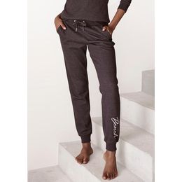 BENCH. LOUNGEWEAR Relaxhose grau Gr. 52/54 f&uuml;r Damen. Mit Logostickerei, Logoschriftzug, Bindeband. Basic. Nachhaltig.