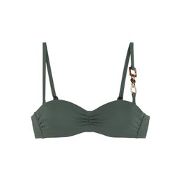 Lascana B&uuml;gel-Bandeau-Bikini-Top 'Yves' gr&uuml;n Gr. 42 Cup B. Mit Zierschnallen. Mit Seitlichen St&auml;bchen Und Mit B&uuml;gel. Nachhaltig.