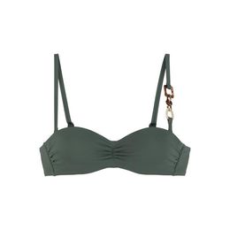 Lascana B&uuml;gel-Bandeau-Bikini-Top 'Yves' gr&uuml;n Gr. 34 Cup C. Mit Zierschnallen. Mit Seitlichen St&auml;bchen Und Mit B&uuml;gel. Nachhaltig.