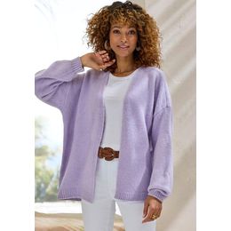 Vivance Strickjacke violett Gr. 1 f&uuml;r Damen. Mit ohne Ausschnitt. Figurumspielend