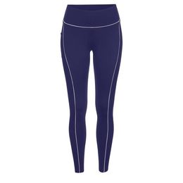 Copenhagen Studios Funktionsleggings blau Gr. XL (48/50) f&uuml;r Damen. Mit Piping, Logoschriftzug, Logodruck. Figurbetont. Nachhaltig.