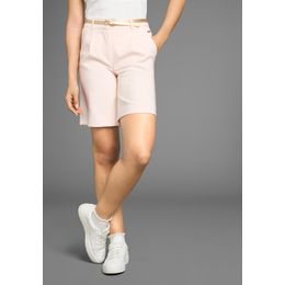 Chinoshorts Laura Scott, Damen, Gr. 36, N-Gr, rosa (rose), Web, Obermaterial: 94% Polyester, 6% Elasthan, unifarben, regular fit kniefrei, Hosen Chinoshorts, mit passendem G&uuml;rtel