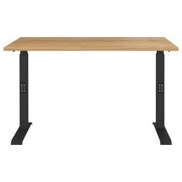 Schreibtisch Germania "Downey", braun (navarra, eiche, nachbildung, schwarz, schwarz, navarra, eiche, nachbildung), B:120cm H:91cm T:80cm, Tische, Schreibtisch, h&ouml;henverstellbar von 68-91 cm, verf&uuml;gbar in verschiedenen Breiten
