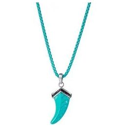Kette mit Anh&auml;nger Firetti "Schmuck Geschenk Edelstahl Halsschmuck Halskette Teeth Zahn", blau (t&uuml;rkis, edelstahlfarben,schwarz), Halsketten, Damen, Edelstahl, L: 55, mit Zirkonia (synth.)