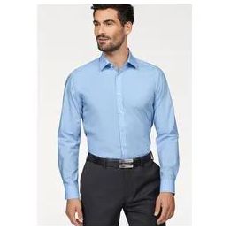 Businesshemd OLYMP "Level Five body fit", Herren, Gr. 40, N-Gr, blau (bleu), Web, Obermaterial: 97% Baumwolle, 3% Elastolefin, unifarben, schmal, verstellbar runde 1-Knopf-Manschette mit Kn&ouml;pfen, Hemden, formbest&auml;ndig durch Elasthan