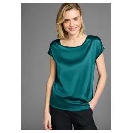 Shirtbluse Laura Scott, Damen, Gr. 46, blau (petrol), Web, Obermaterial: 100% Polyester. R&uuml;ckenteil: 95% Viskose, 5% Elasthan, leicht gl&auml;nzend, unifarben, l&auml;ssig geschnitten h&uuml;ftlang, Rundhals, angeschnitten, Blusen, Oversize, Kurzarm, h&uuml;ftlange Schnittform, Rundhalsausschnitt