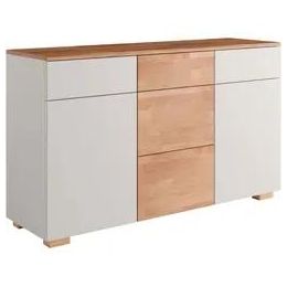Sideboard OTTO HOME "Citra teilmassiv", grau (kernbuche und grau), B:135cm H:80cm T:40cm, FSC-zertifizierter Holzwerkstoff, Massivholz, Sideboards, Sideboard, Breite 135cm,moderne grifflose Optik mit push to open Funktion
