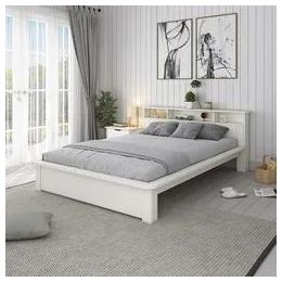Massivholzbett OTTO HOME "KERO" BESTSELLER Stauraum im Kopfteil", wei&szlig;, B:164cm L:224cm, Betten, Massivholzbett, zertifiziertes Massivholz (Kiefer), optional mit Schublade