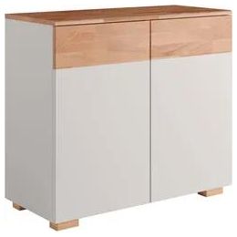Kommode OTTO HOME "Citra teilmassiv", grau (kernbuche und grau), B:90cm H:80cm T:40cm, FSC-zertifizierter Holzwerkstoff, Massivholz, Sideboards, Kommode, Breite 90cm,moderne grifflose Optik mit push to open Funktion