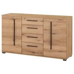 Sideboard Home Affaire "Cantara, moderner Schrank, Kommode in Eiche Evoke oder wei&szlig;", braun (eiche evoke), B:150cm H:86cm T:42cm, FSC-zertifizierter Holzwerkstoff, Sideboards, Sideboard, schwarze Stangengriffe, ausreichend Stauraum, vielseitig einsetzbar