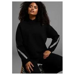 Kapuzensweatshirt FAYN SPORTS, Damen, Gr. 40/42, schwarz, Sweatware, Obermaterial: 60% Baumwolle, 40% Polyester. Kapuzenfutter: 100% Baumwolle, aufgeraut, unifarben, oversize, Sweatshirts, Weiches oversized Sweatshirt mit Reflektorstreifen und Kapuze.