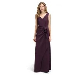 Abendkleid Vera Mont "Damen mit Volant", Damen, Gr. 46, Normalgr&ouml;&szlig;en, lila (schwarz amethyst), Obermaterial: 95% Polyester, 5% Elasthan; Futter: 100% Polyester, figurumspielend lang, V-Ausschnitt, Kleider Abendkleid