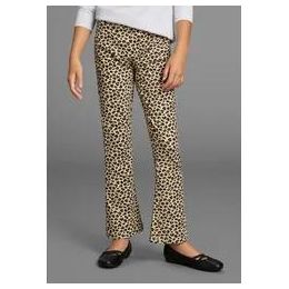 Leggings Kidsworld "Leggings mit Schlag", M&auml;dchen, Gr. 152, N-Gr, gemustert leooptik, Jersey, Obermaterial: 95% Baumwolle, 5% Elasthan, ausgestellt lang, Hosen Leggings, Jazzpants Bootcut, Leoprint