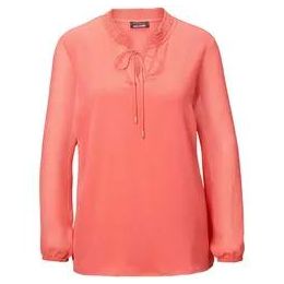 Chiffonbluse GOLDNER "Elegante Jersey-Bluse mit Rundhals", Damen, Gr. 40, orange (koralle), Obermaterial: 100% Polyester PES., Blusen Chiffonbluse