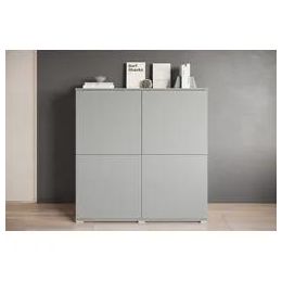 Highboard OTTO HOME "Kenia, moderne grifflose Hochkommode mit 4 T&uuml;ren, Breite 120 cm", grau (pallad grau), B:120cm H:125cm T:39,5cm, FSC-zertifizierter Holzwerkstoff, Sideboards, Highboard, Push-to-Open-Fronten, h&ouml;henverstellbaren Einlegeb&ouml;den