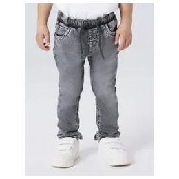Schlupfjeans name it "NMMRYAN SLIM SWE JEANS 2472-TH NOOS", Jungen, Gr. 86, N-Gr, grau denim, Denim/Jeans, Obermaterial: 70% Baumwolle, 27% Polyester, 3% Elasthan, unifarben, regular fit lang, Jeans Schlupfjeans, im Jogging Style