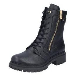 Winterstiefelette Rieker, Damen, Gr. 38, schwarz, Lederimitat, unifarben, Schuhe Winterstiefelette, Schn&uuml;rboots, Schn&uuml;rstiefelette, Blockabsatz, mit markanter Profilsohle