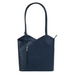 Cityrucksack CLUTY, Damen, Gr. B/H/T: 29cm x 28cm x 9cm, onesize, blau, Leder, Rindsleder, beschichtet, leicht gl&auml;nzend, Rucks&auml;cke Cityrucksack, echt Leder, Made in Italy