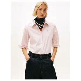 Shirtbluse Tommy Hilfiger "ESS POPLIN REGULAR SHIRT", Damen, Gr. 46, classic ithaca stp pink, Web, Obermaterial: 97% Baumwolle, 3% Elasthan, unifarben, regular fit Po-bedeckend, Blusen