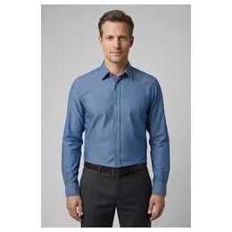 Langarmhemd OLYMP, Herren, Gr. M, N-Gr, marine, Web, Obermaterial: 100% Baumwolle, regular fit, 1-Knopf-Manschette, Hemden, Freizeithemd, regular fit, Kentkragen