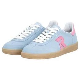 Sneaker Rieker SPORT "San Diego Swing2GO", Damen, Gr. 40, hellblau, rosa, Veloursleder, unifarben mit Farbeinsatz, Schuhe Sneaker, Retro-Sneaker, Freizeitschuh, Halbschuh mit herausnehmbarem Fu&szlig;bett