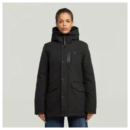 G-Star Raw Parka G-STAR "Vodan 2.0 Short Jacket Women", Damen, Gr. XS (34), dk schwarz, Web, Obermaterial: 54% Elastomultiester, 46% Polyester, unifarben, regular fit Po-bedeckend, Jacken Parka, mit Pattentaschen