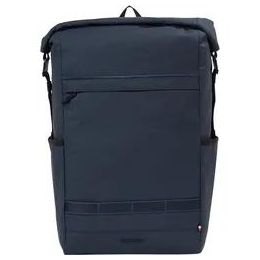 Freizeitrucksack Tommy Hilfiger "TH COLOUR ROLLTOP BACKPACK", Herren, Gr. B/H/T: 30cm x 15cm x 12cm, blau (dunkelblau), Nylon, Textil, Rucks&auml;cke Freizeitrucksack, Men Reiserucksack, Travelbag mit praktischen Seitentaschen